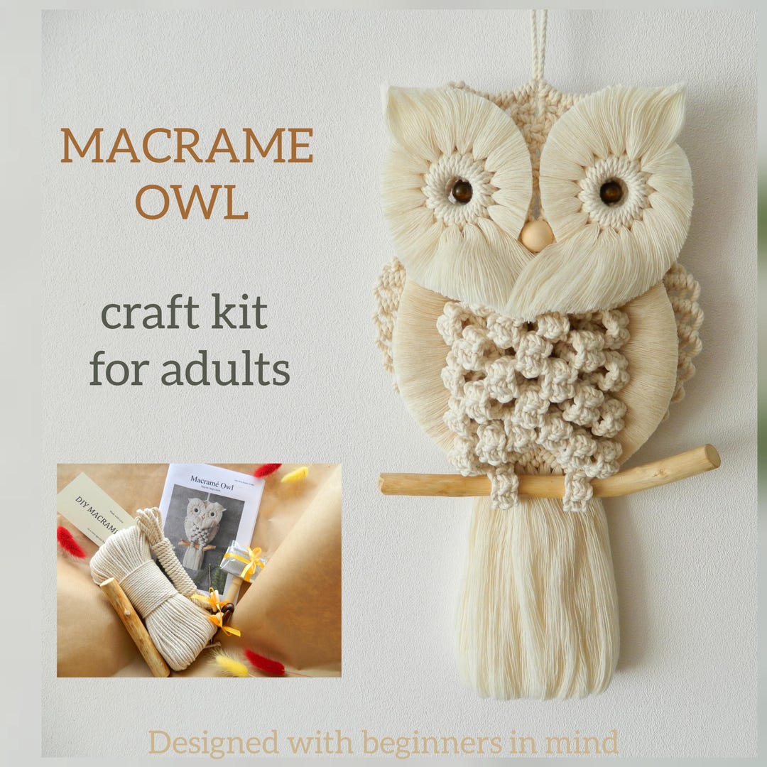 Macrame Owl Kit: Beginner DIY Cotton Craft, Above Bed Decor - Etsy