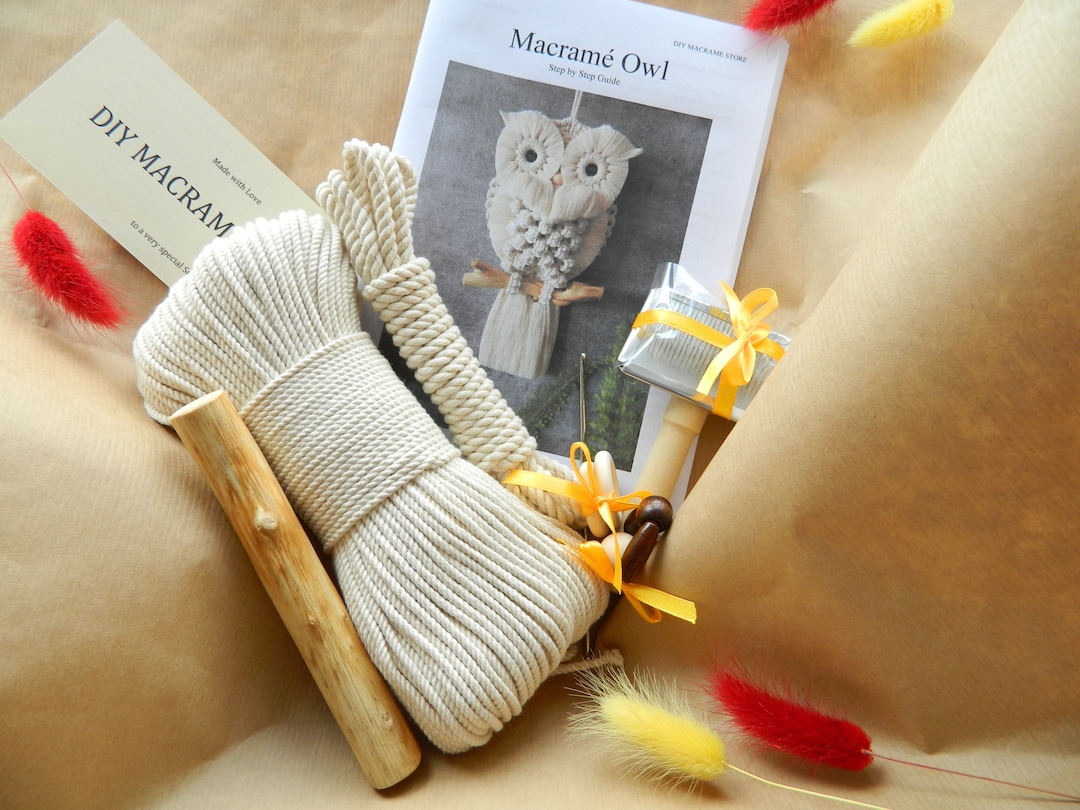 Macrame Owl Kit | DIY Small Bird Wall Hanging | Adult Craft Set | Do It ...