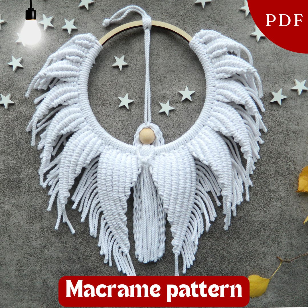 Macrame Wall Hanging Pattern, Guardian Angel With Wings, Unique ...