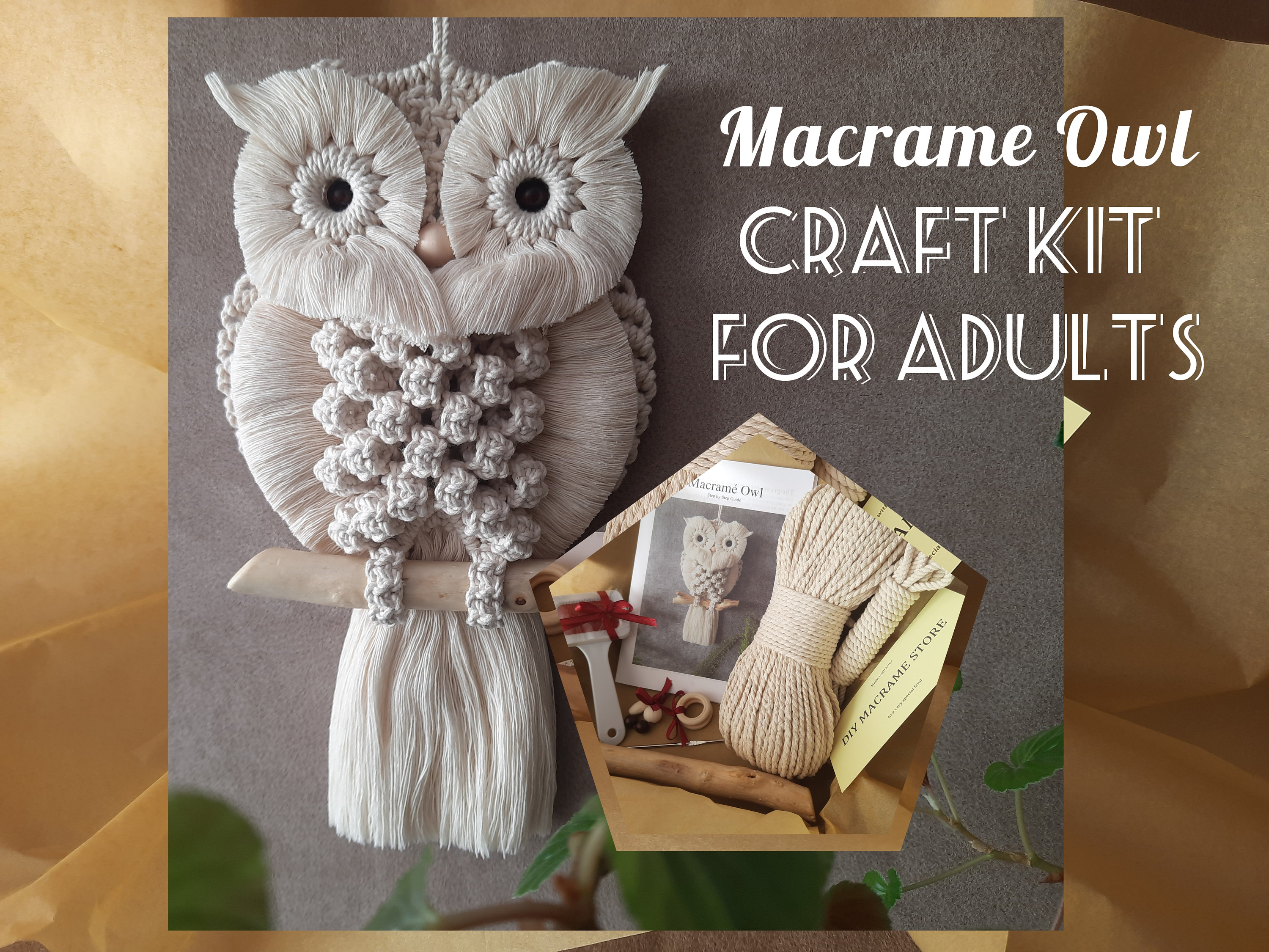 Macrame KIT DIY Craft Kit for Adults Owl Wall Hanging Do - Etsy
