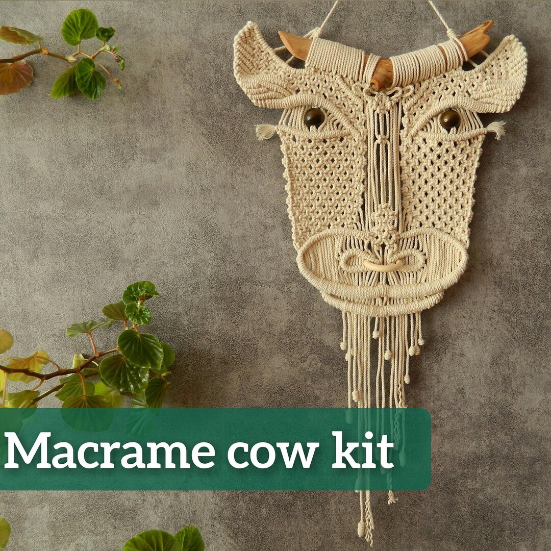 DIY Kits, Macrame Cow Kit, Macrame Wall Hanging, Handmade Gift, Animal ...