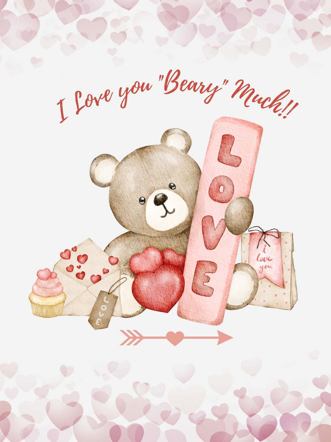 I Love You beary Much Printable - Etsy