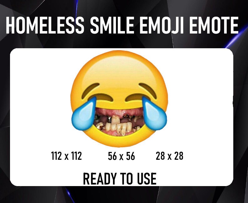 Homeless Smile Emoji Emote for Twitch Discord or YouTube | Etsy