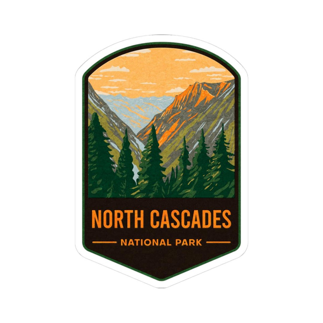 North Cascades National Park Sticker: Retro WPA Style Hiking Decal - Etsy