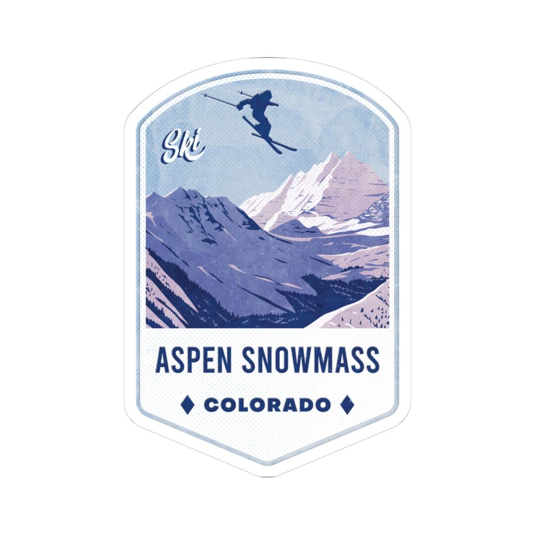 Ski Aspen Snowmass Sticker: Retro WPA Style Skiing Decal - Etsy
