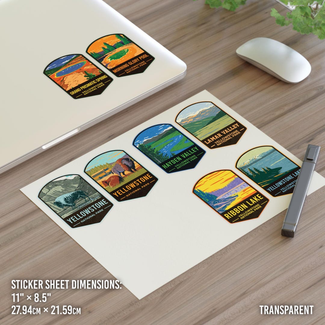 Yellowstone National Park Sticker Sheet 02: Retro WPA - Etsy