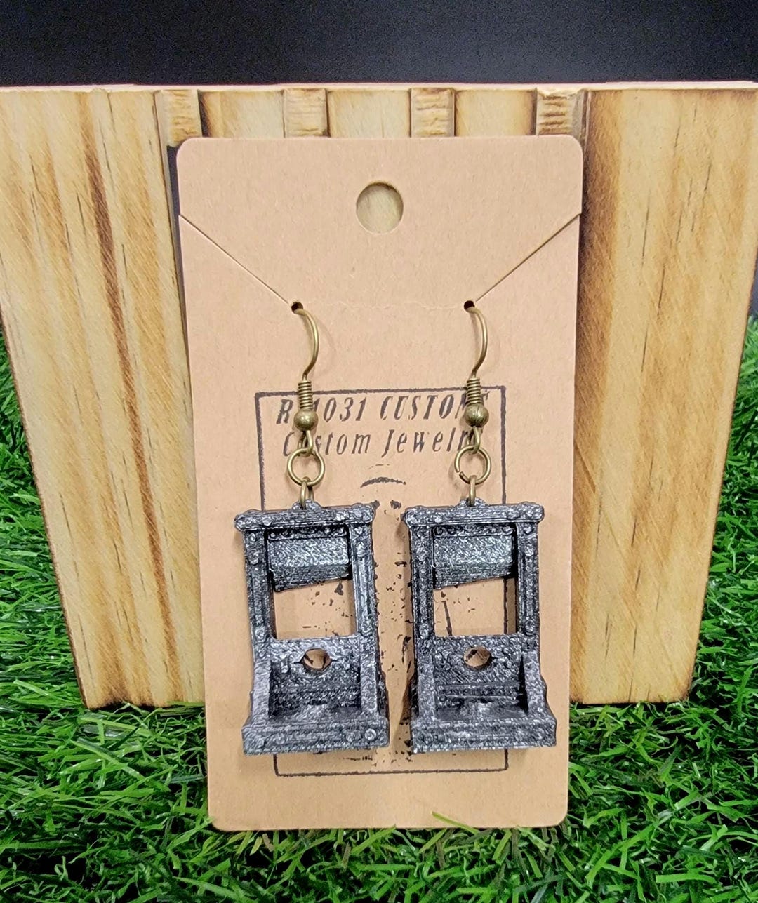 Guillotine Horror Earrings. Black Gray 3d Printed - Etsy