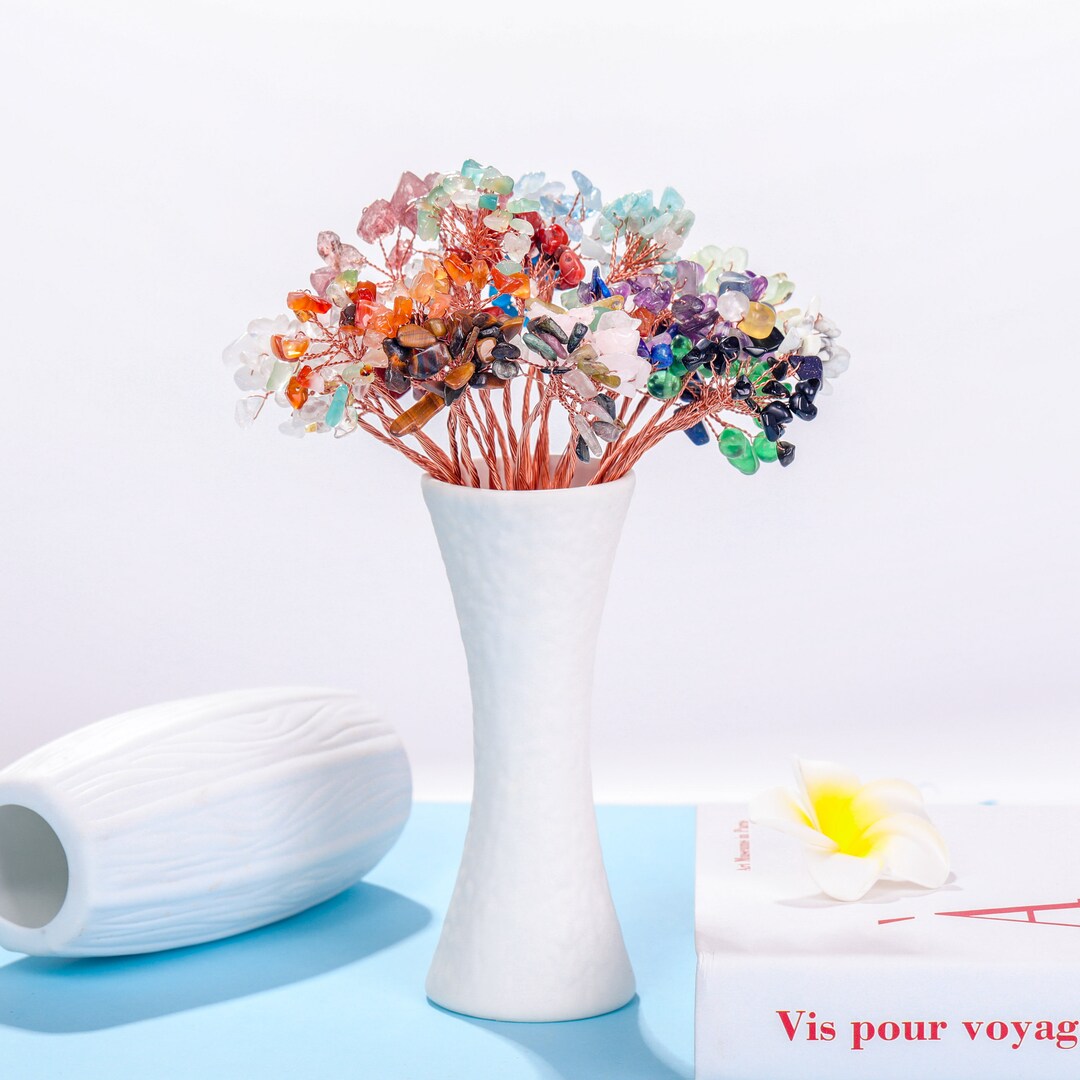 Natural Gemstones Chip DIY Bouquet Decor ,chips Beaded Crystal Flower ...