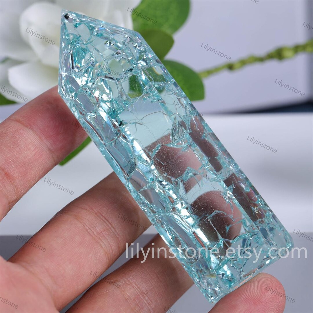 3-4 Inches ,wathet Blue Crystal Glass Tower, Rainbow Point, Crack ...