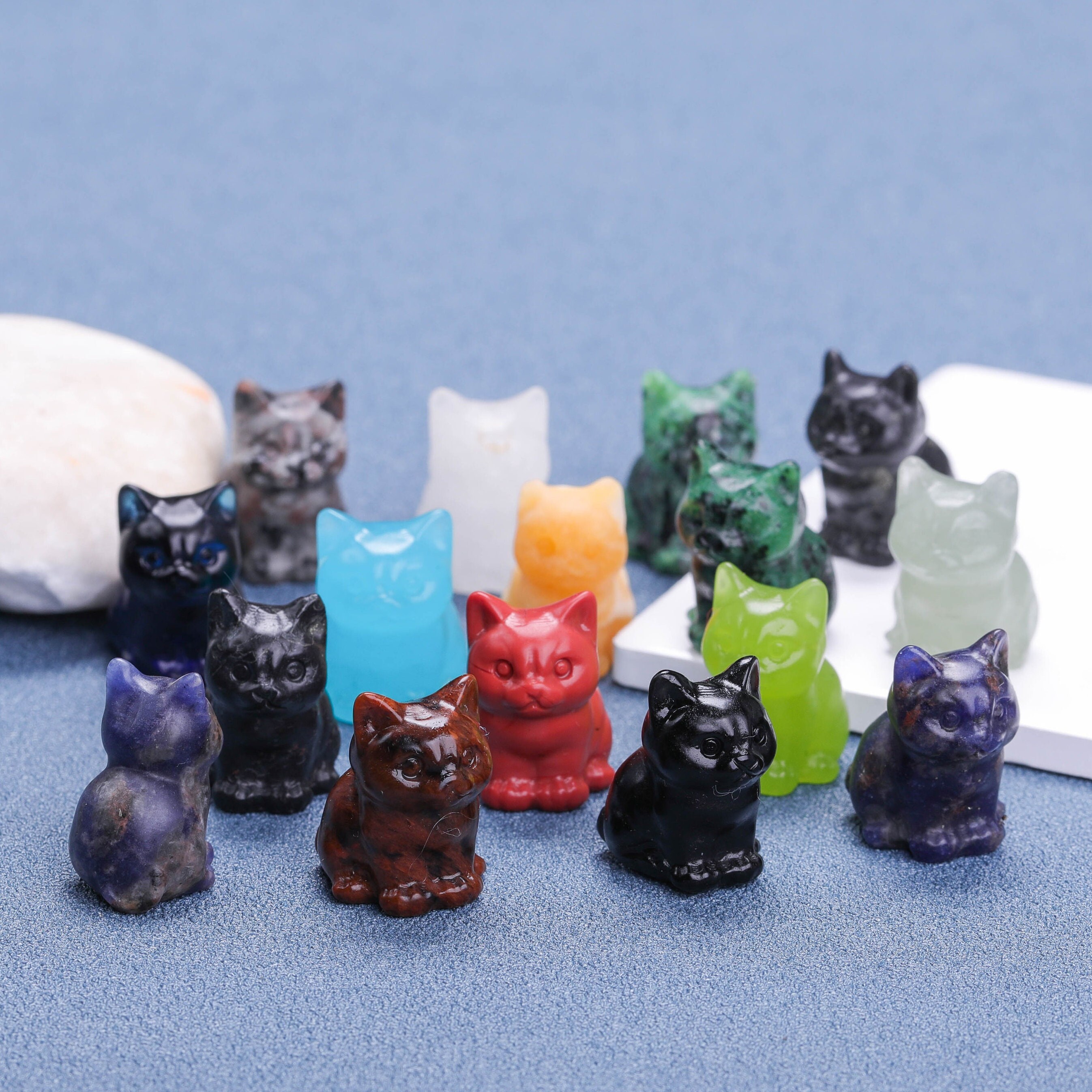 Sodalite Cat Obsidian Cat natural Quartz Hand Carved Mini - Etsy