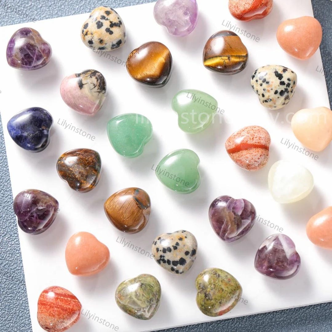 0.6inch Crystal Mini-heart,heart Gemstone, Rose Quartz Heart ,pocket ...