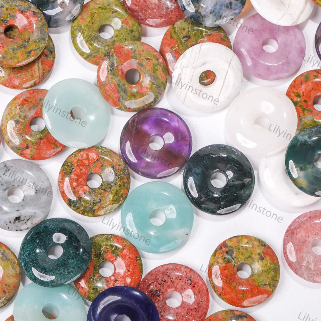 1.2inch Natural Gemstone Donut,crystal Donut,flat Donut Beads,lucky ...