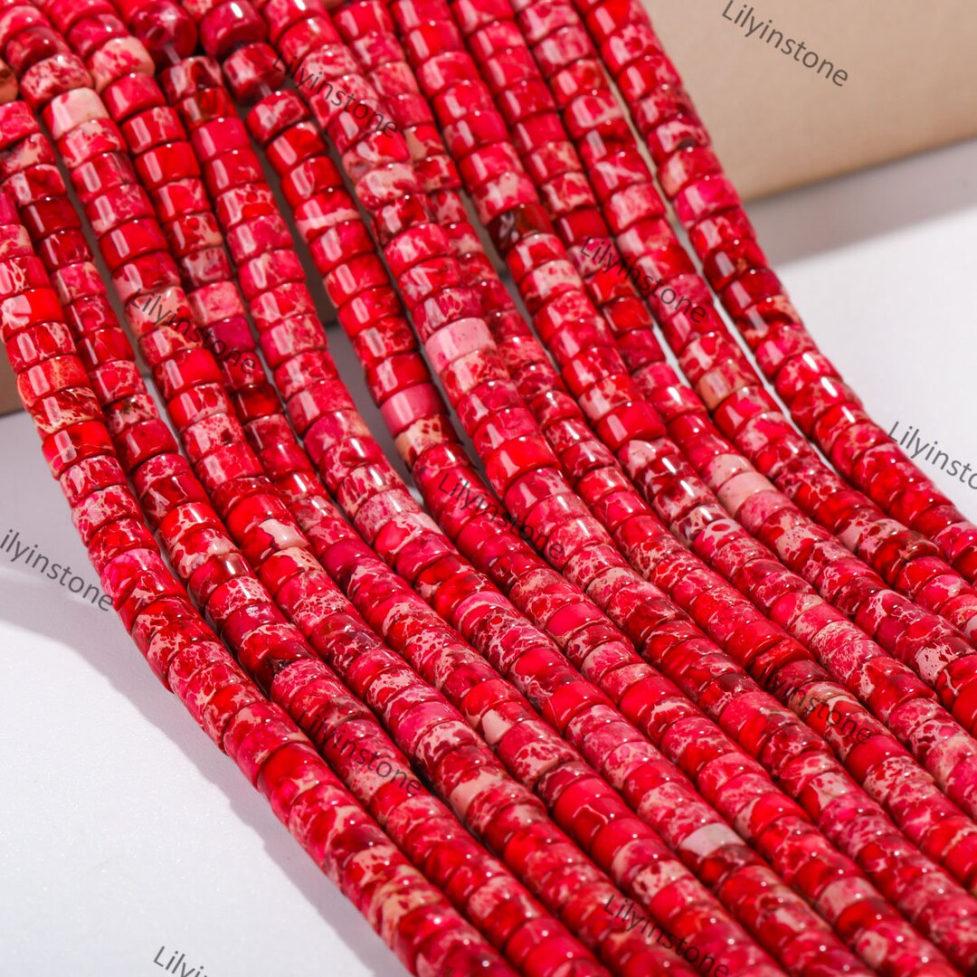 Red Sea Sediment Jasper Heishi Discs Beads 2x4mm 3x6mm 15.5" Strand ...