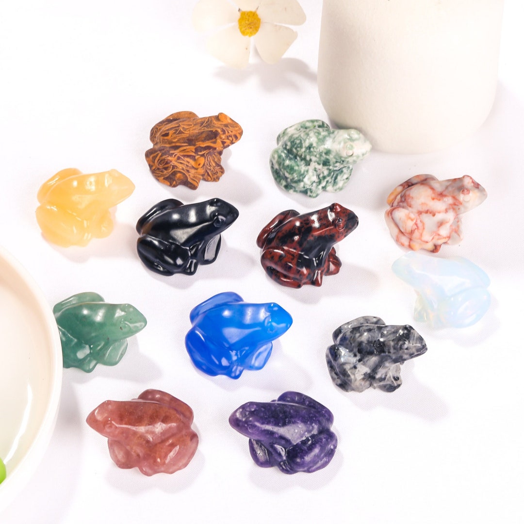 1.5inch Crystal Frog Statue,mini Crystal Carving,gemstone Frog Figurine ...