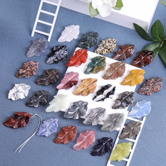 32 Stone Choice Natural Leaf Shape Carved Loose Gemstone - Etsy