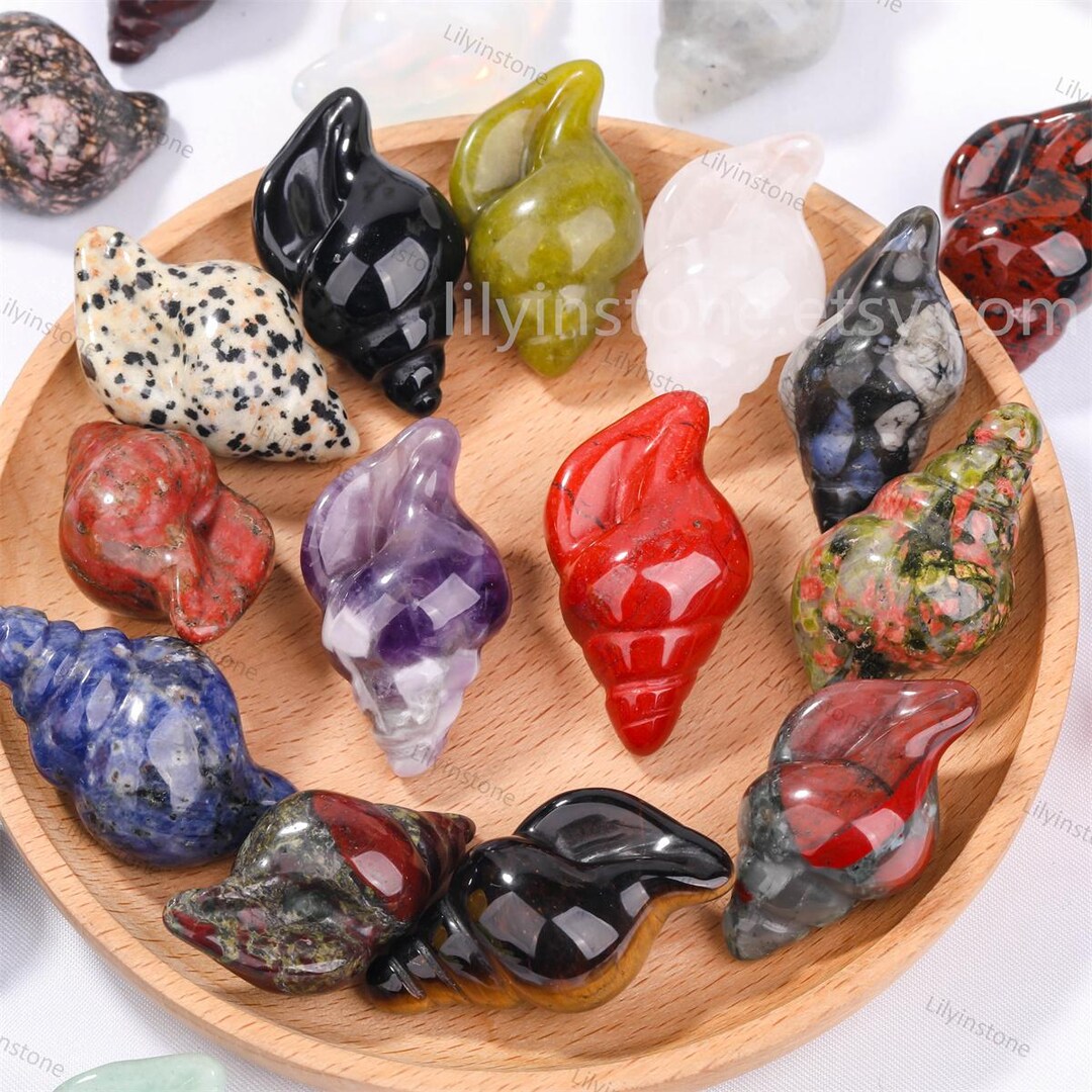 Natural Gemstones Carved Conch Shell Decor ,crystal Gifts ,home Decor ...
