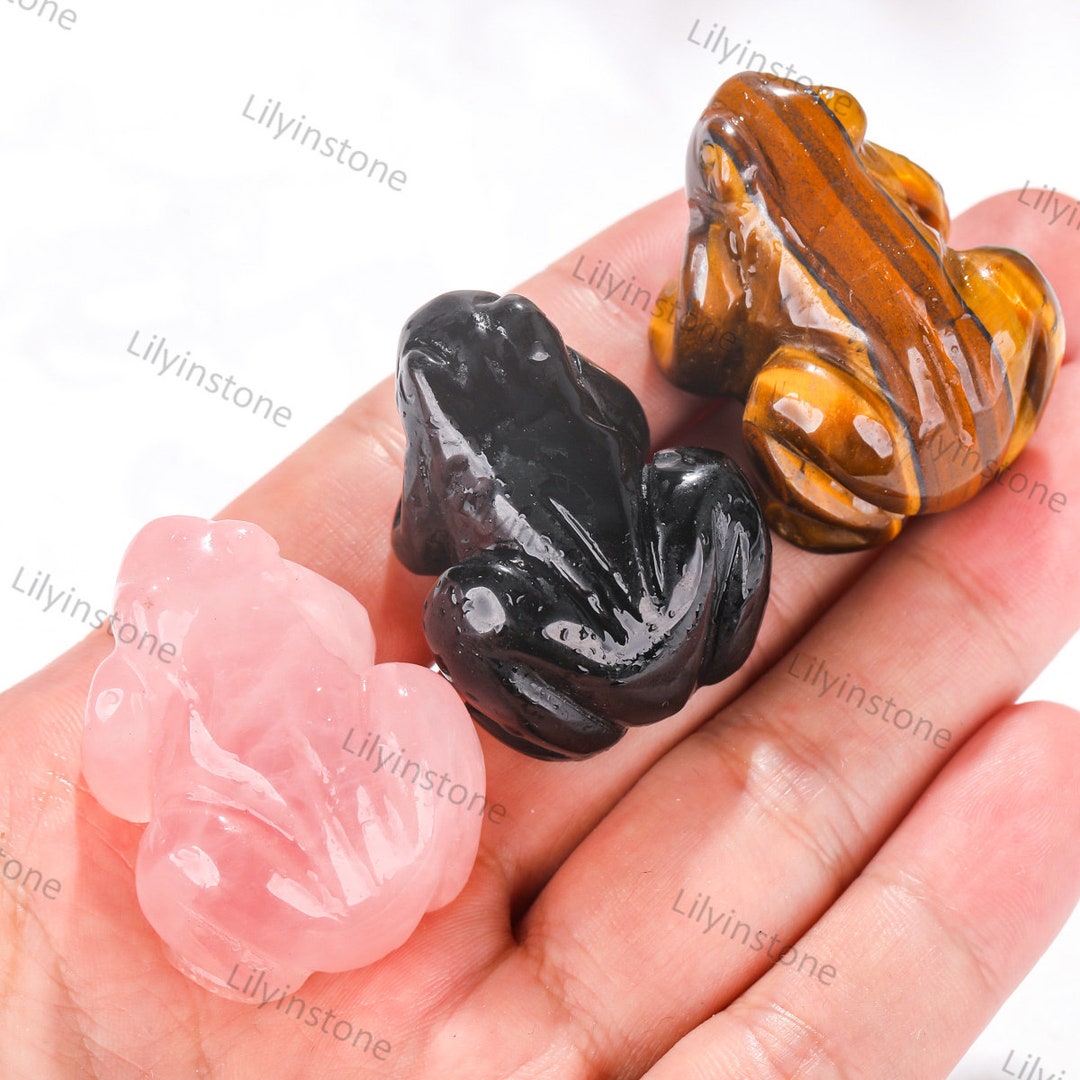 Crystal Frogs Statue, Hand Carved Gemstone Figurine, Room Decor, Mini ...