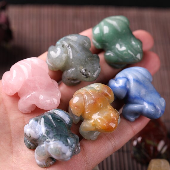 Crystal Frogs Statue Hand Carved Gemstone Figurine Room - Etsy