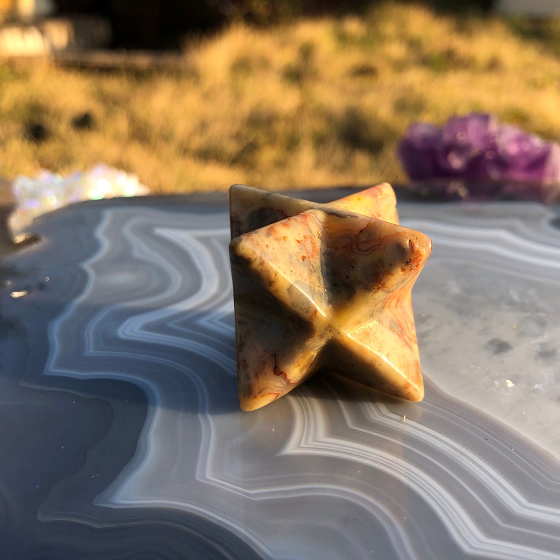 Gemstone Eight Star Decor Healing Crystal Stone Point Stars | Etsy