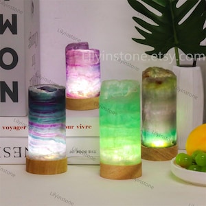 Rainbow Fluorite Craft Lamp Decor,rainbow Lamp, Home Decor, Quartz ...