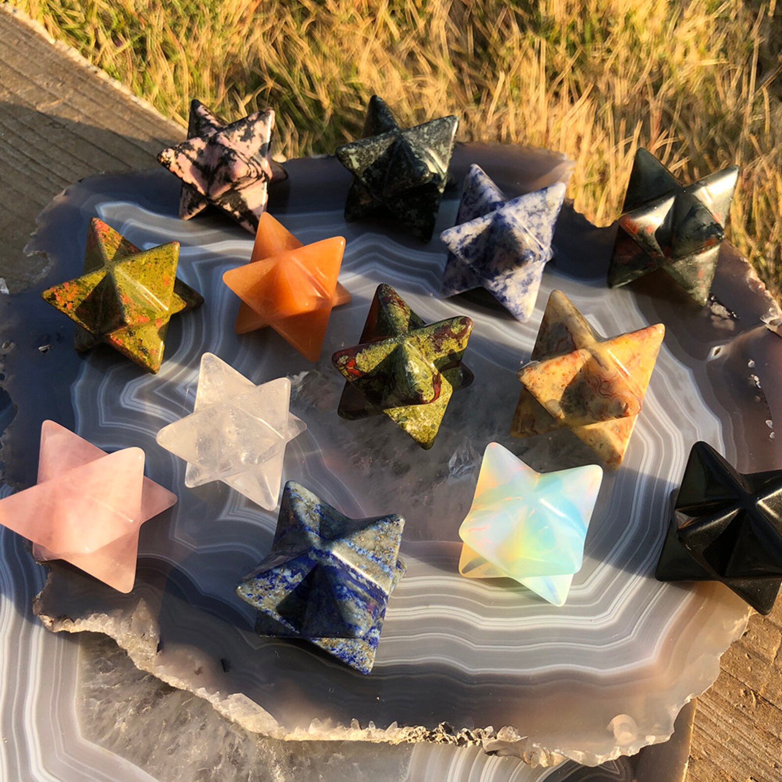 Gemstone Eight Star Decor Healing Crystal Stone Point Stars | Etsy