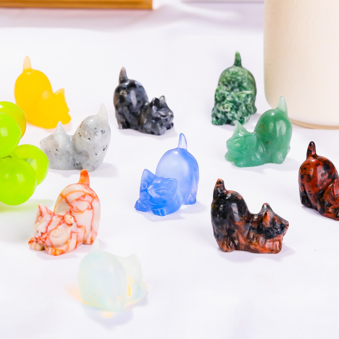 Mini Quartz Lazy Cat crystal Cat Figurine quartz Crystal - Etsy