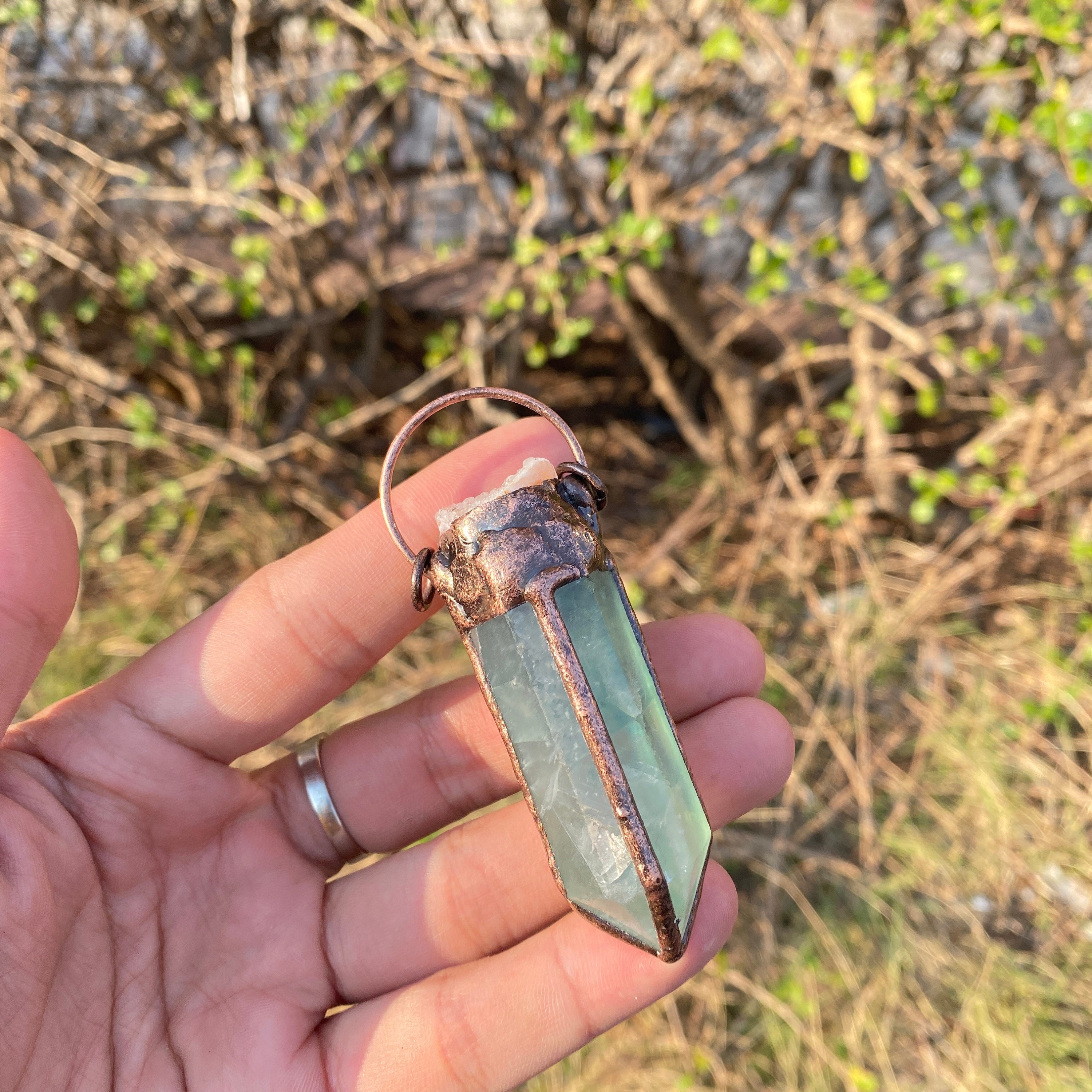 Fluorite Tower Point Retro Pendants Natural Fluorite Pendant - Etsy