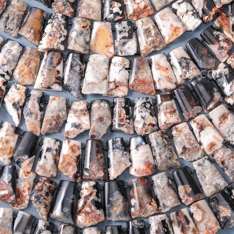 Irregular Black Flower Agate Slab Beads ,polished Black Sakura Agate ...