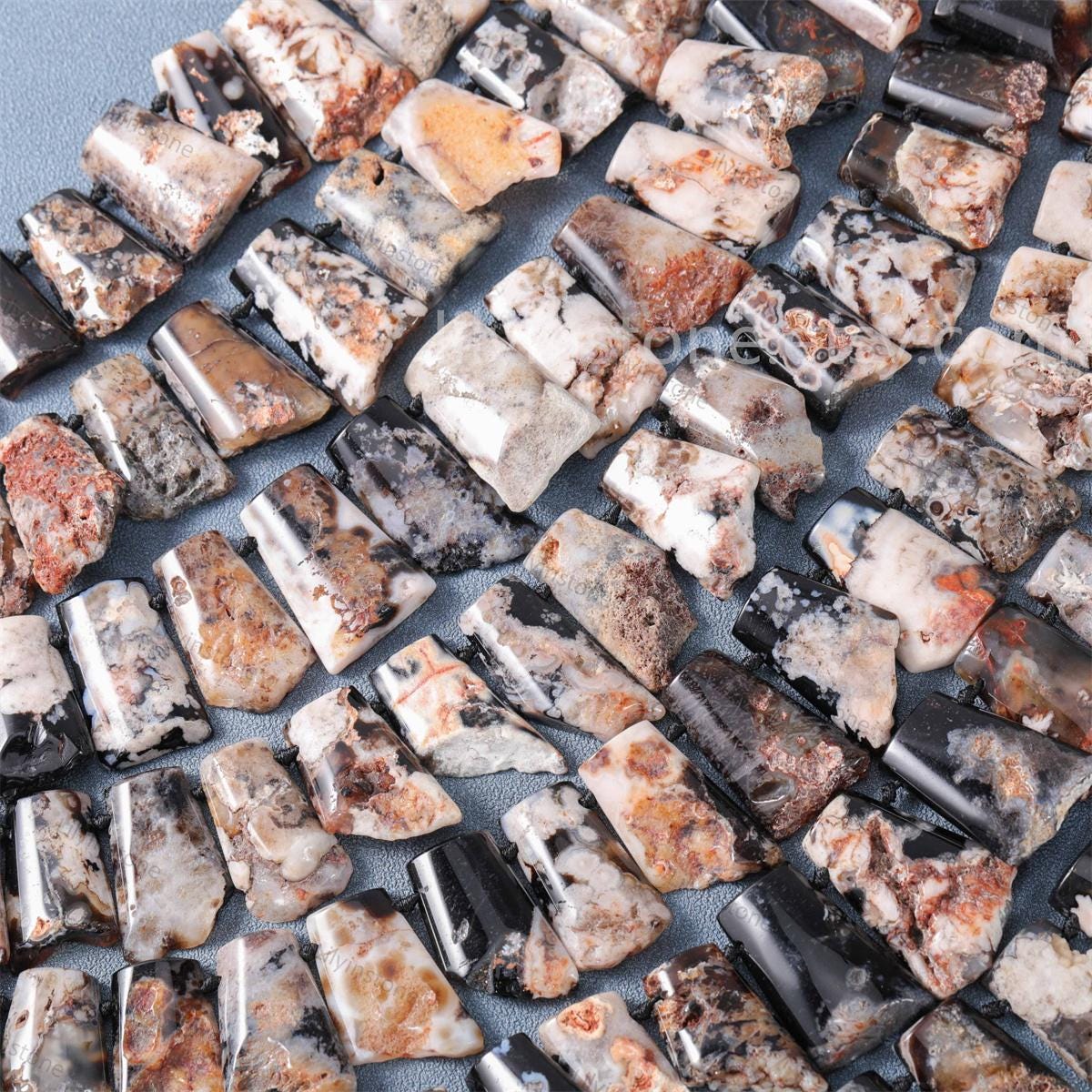 Irregular Black Flower Agate Slab Beads ,polished Black Sakura Agate ...