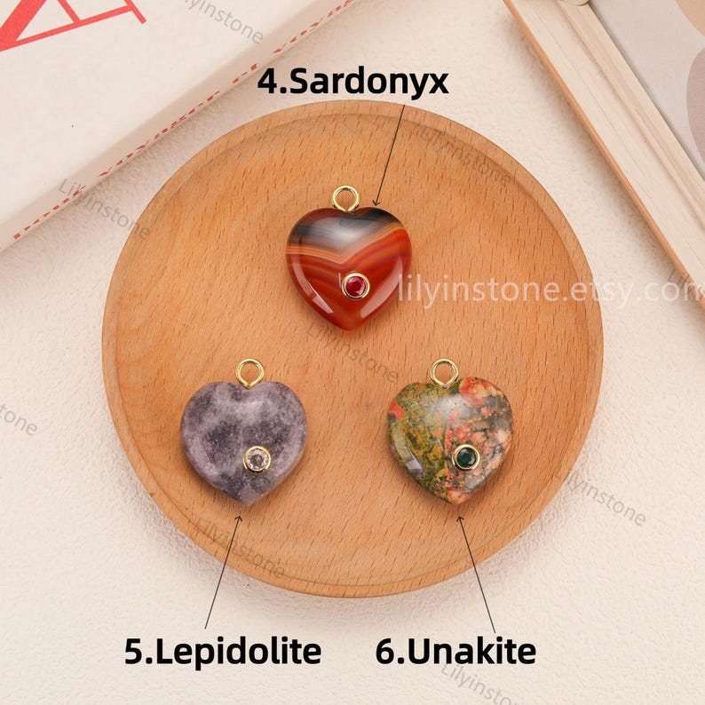 30mm Crystal Gemstone Heart With Inlaid Zircon Charms, Quartz Heart ...