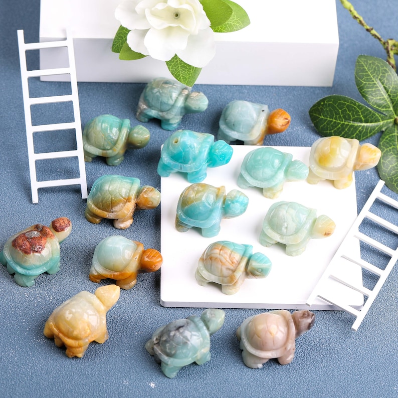 Amazonium Hand Carved Turtle Decor Healing Crystals Chakra - Etsy
