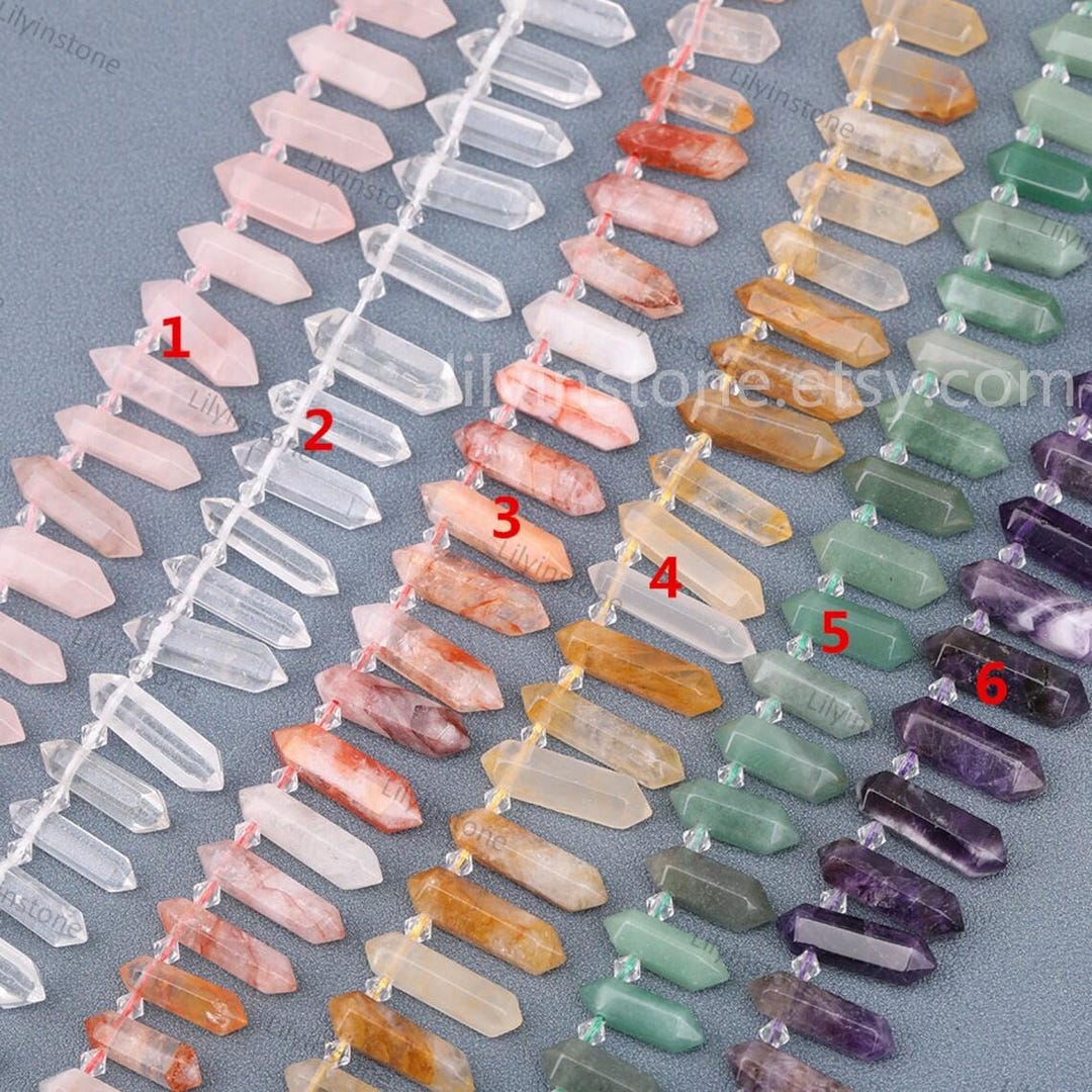 Top Drilled Faceted Hexagonal Point Beads for DIY Healing Jewelry ...