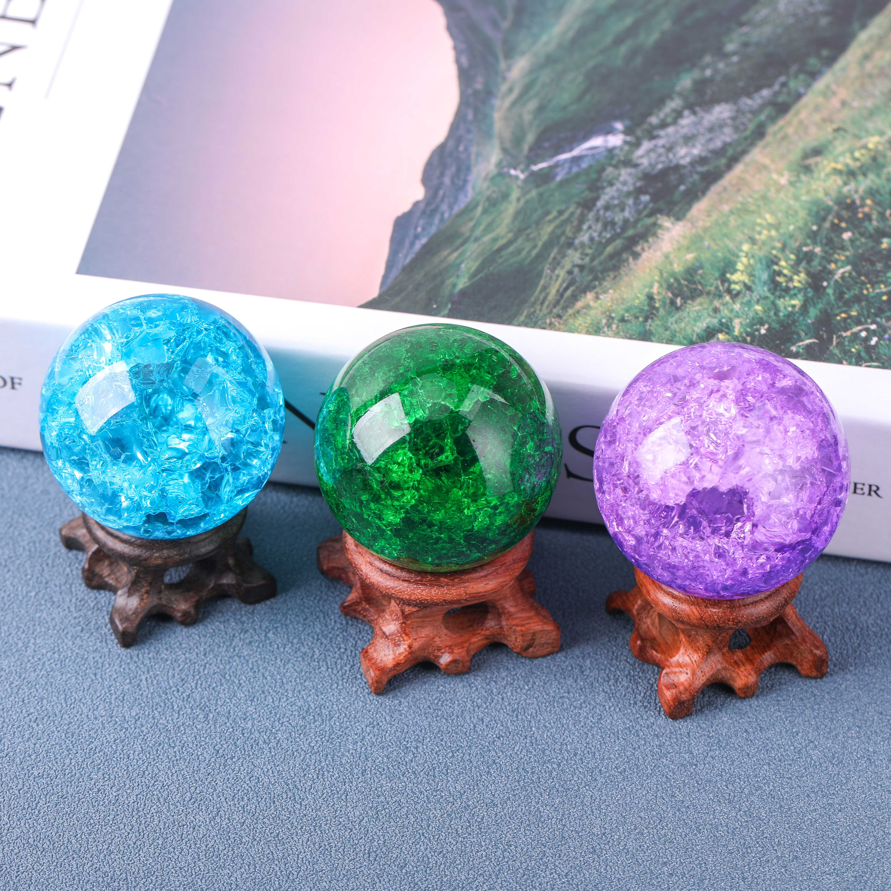 50mm Rainbow Crystal Glass Magic Ball With Base gemstone - Etsy