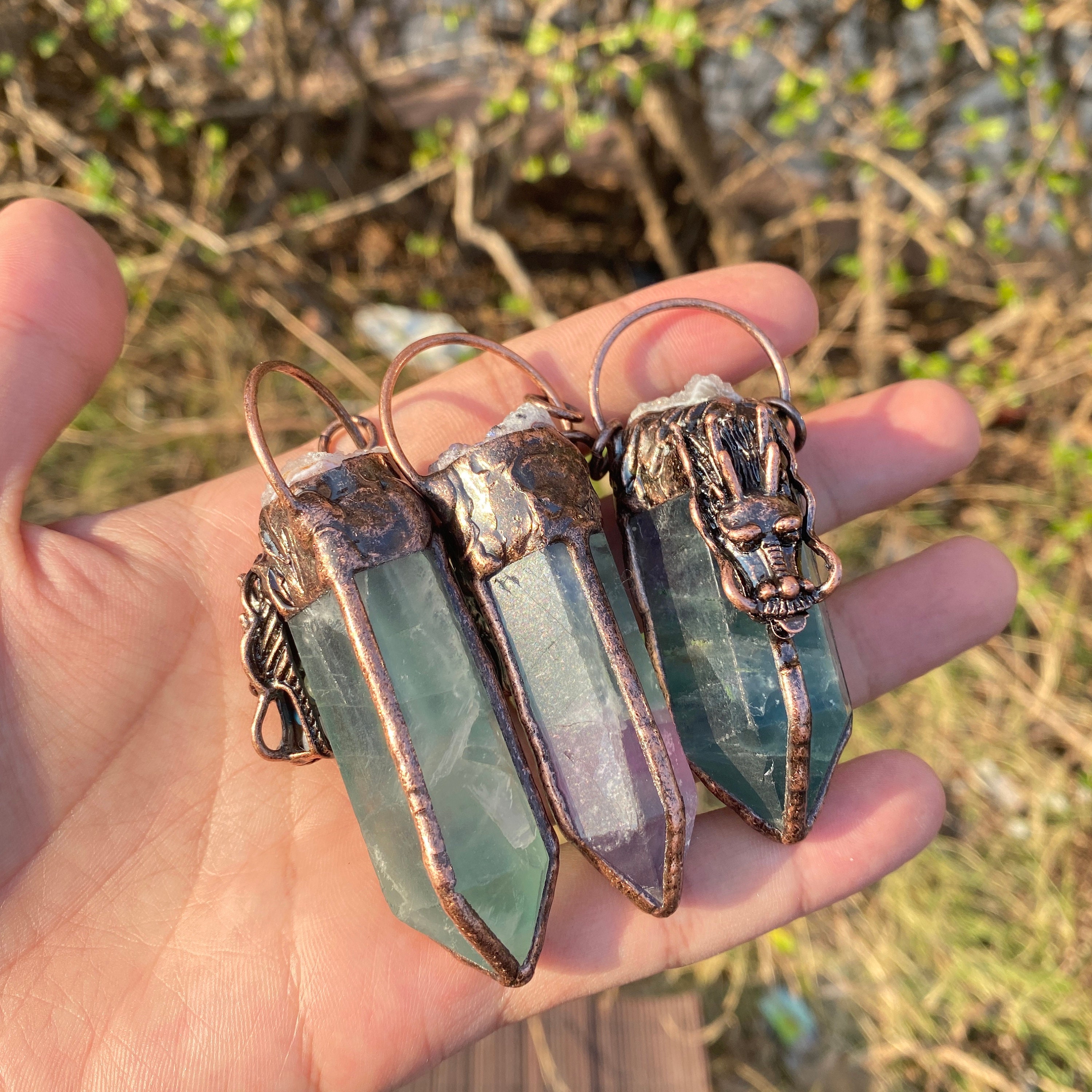 Fluorite Tower Point Retro Pendants Natural Fluorite Pendant - Etsy