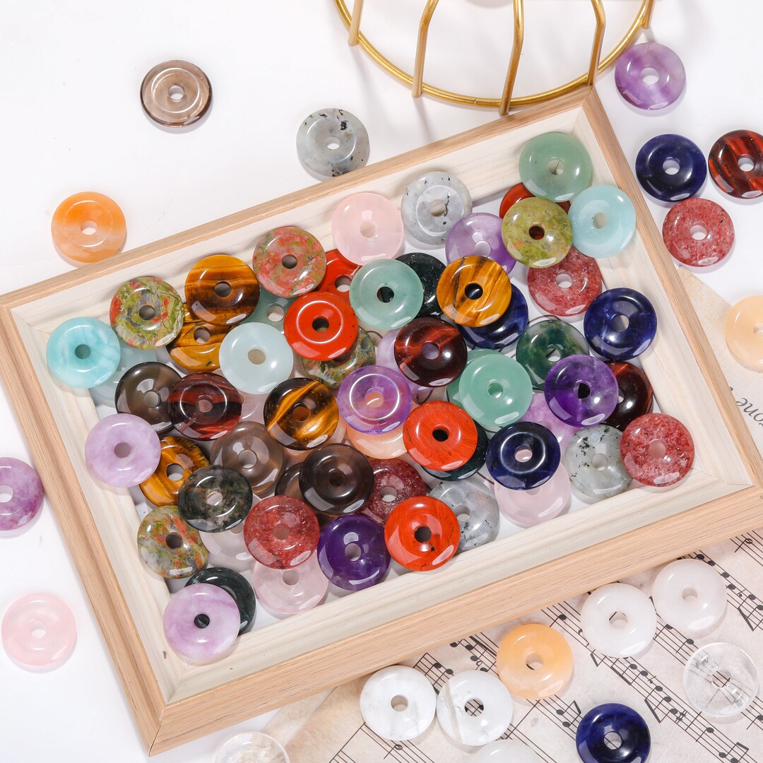 20mm, Gemstone Donut Pendant ,crystal Donut,flat Donut Beads,lucky ...