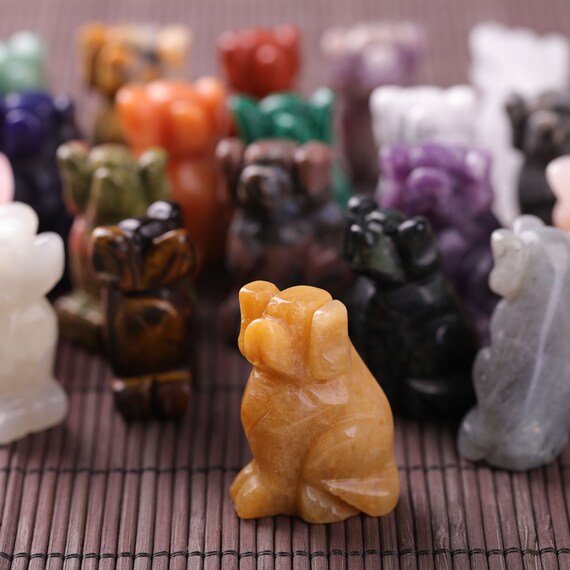 1.5 Inches Gemstone Dogs Figurine Decor Crystal Dog Home - Etsy