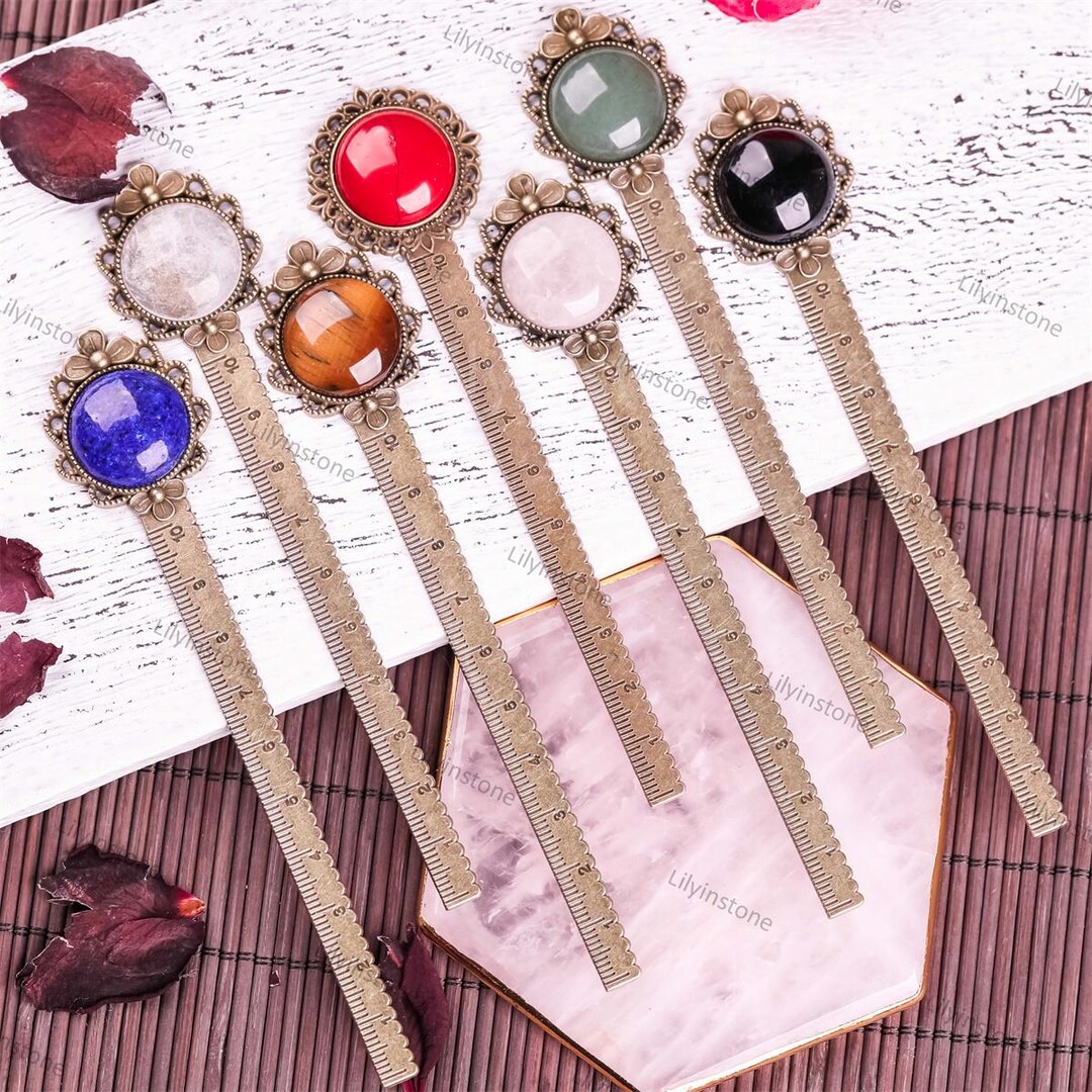 Vintage Style Ruler Bookmark,crystal Ruler,ethereal Bookmark,gemstone ...