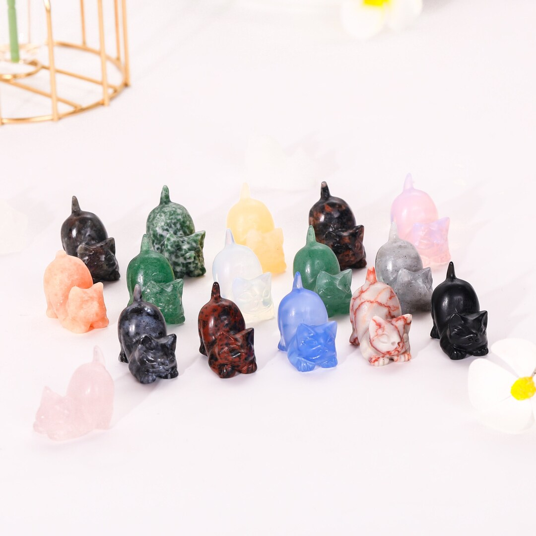 Mini Quartz Lazy Cat crystal Cat Figurine quartz Crystal - Etsy
