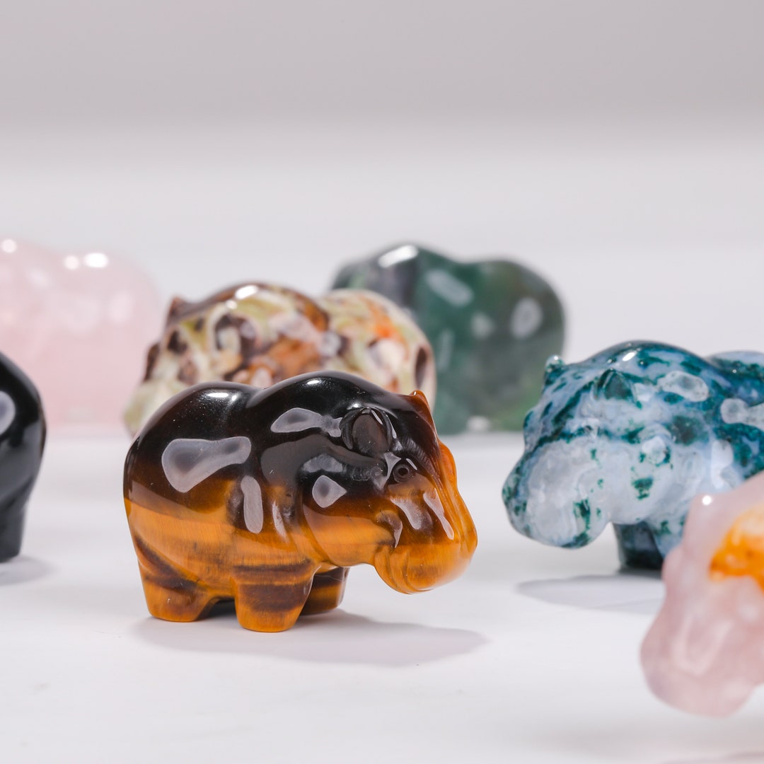 1.4 Inch ,quartz Hippo Figurine,home Decor ,healing Crystal, Crystal ...