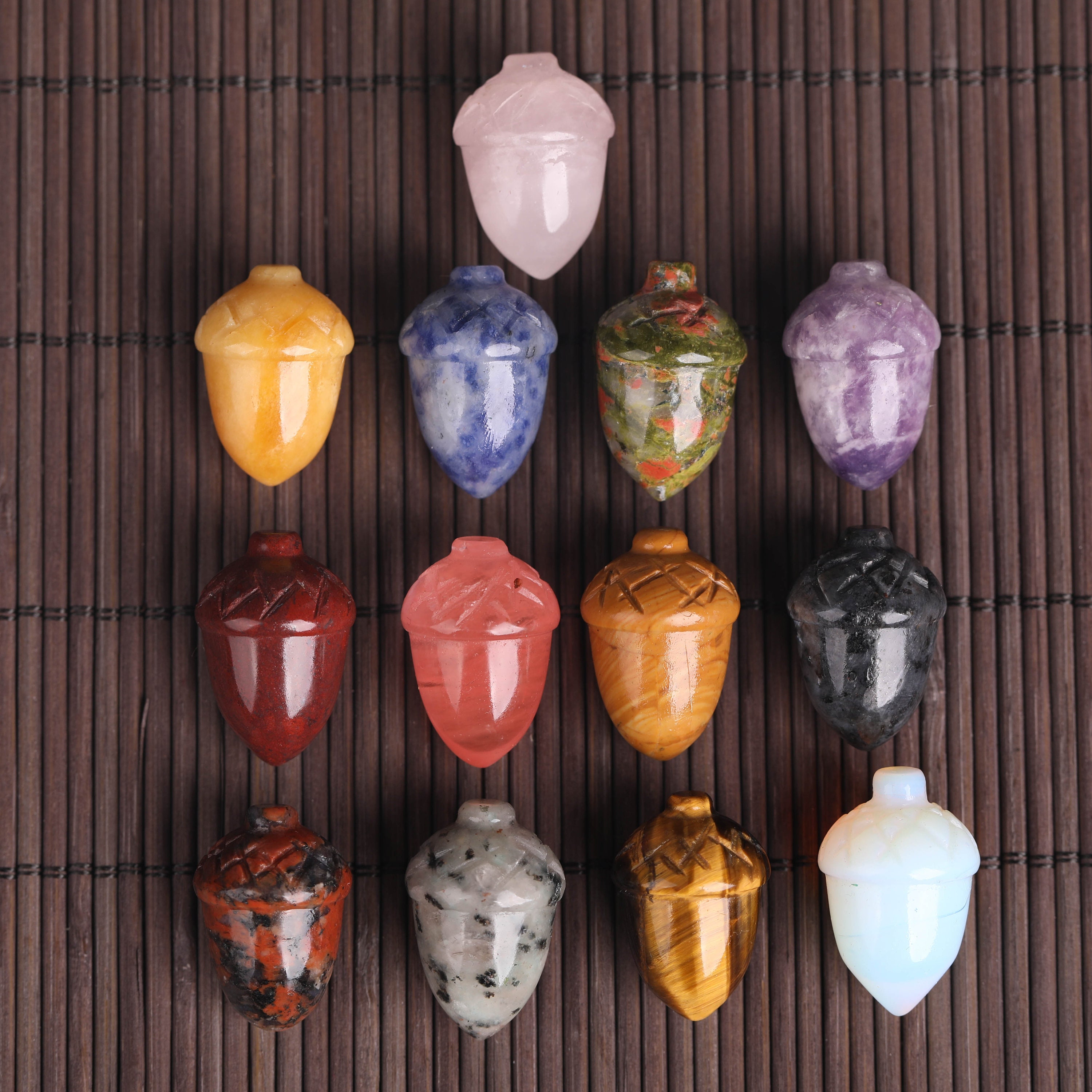 Hand Carved Gemstone Acornhand Carved Quartz Acorncrystal - Etsy