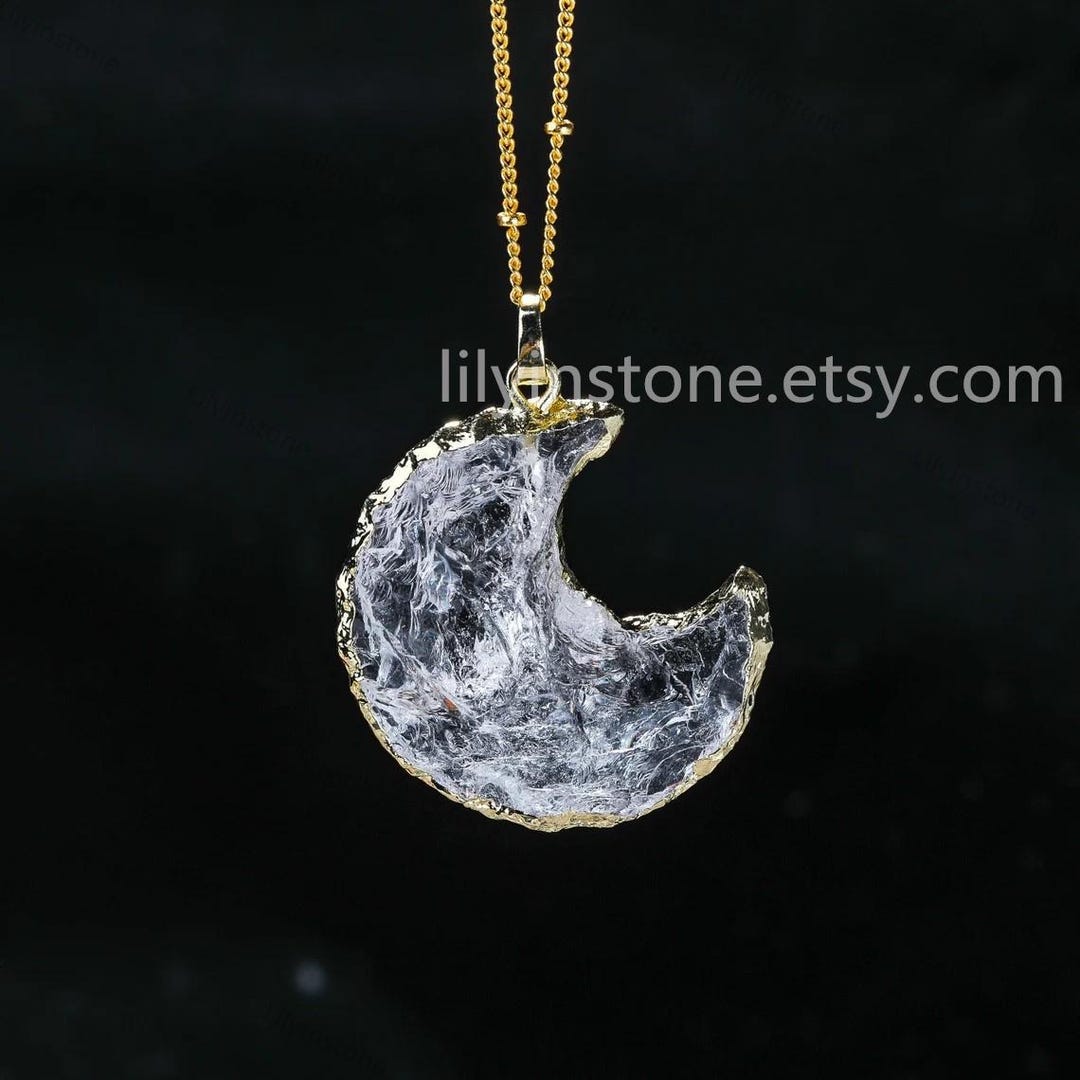 Natural Quartz Crystal Handmade Crescent Moon Pendant ,irregular Moon ...