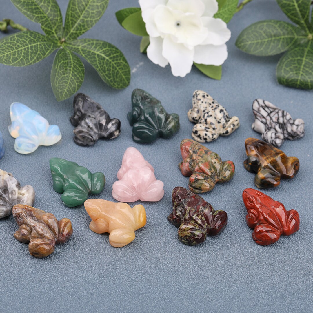 1.5 Crystal Frog Statue, Hand Carved Gemstone Frog Figurine, Home Decor ...