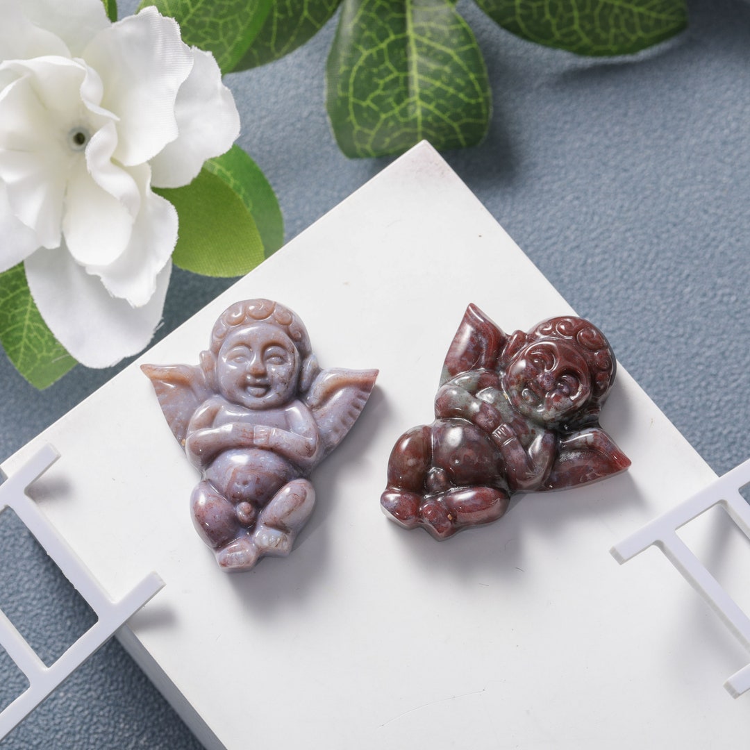 Hand Carved Marine Agate Angell Baby,reiki Energy Blessed Guardian ...