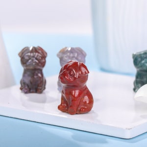 1 Inch ,natural Indian Agate Crystal Pug Figurine,crystal Pet ,gems Dog ...