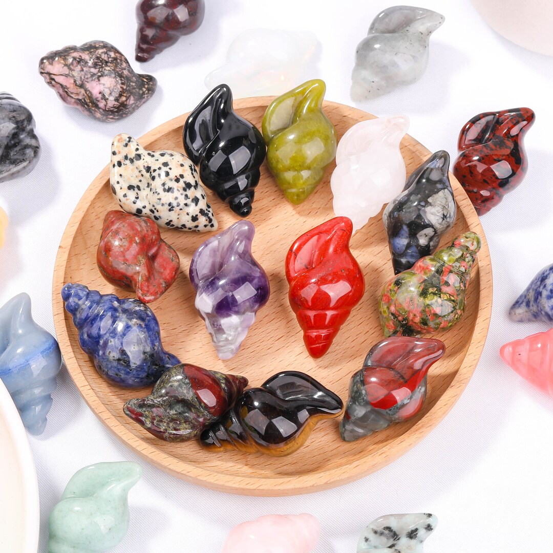 Natural Gemstones Carved Conch Shell Decor ,crystal Gifts ,home Decor ...