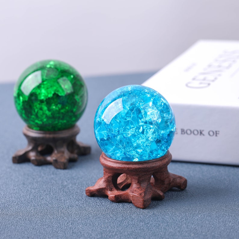 50mm Rainbow Crystal Glass Magic Ball With Base gemstone - Etsy