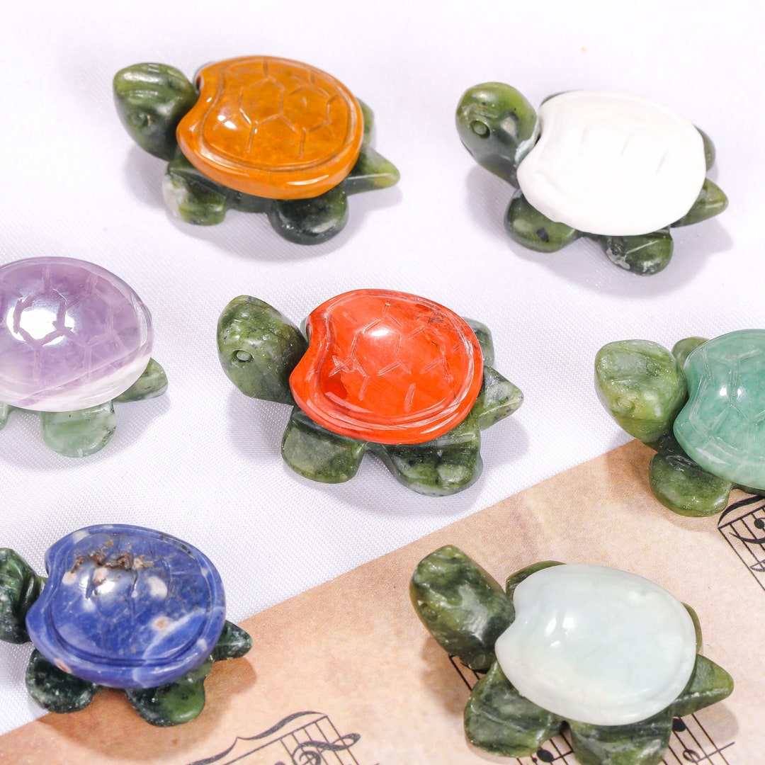 Patchwork Turtle Decor Supply, Healing Crystals Chakra Carved Tortoise ...