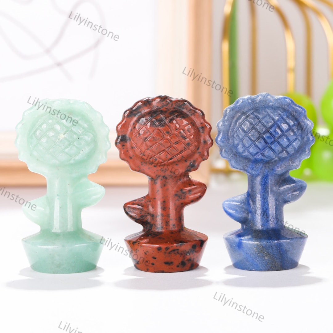 2 Inch ,crystal Sunflower Figurine, Handmade Carved Gemstone Sunflower ...