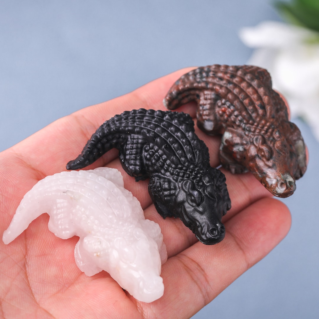 Mini Crocodile Sculpture Quartz Crystal , Furniture Furnishing Articles ...