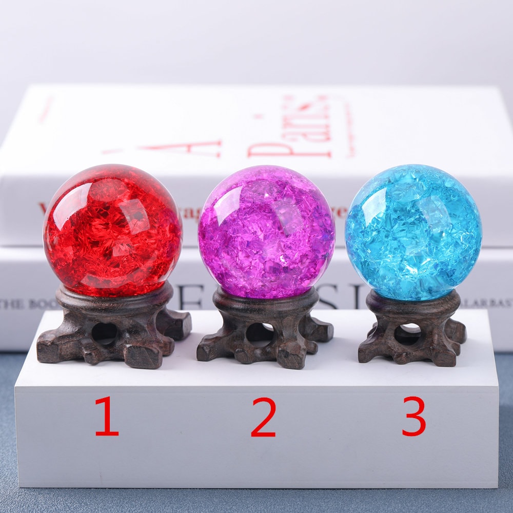50mm Rainbow Crystal Glass Magic Ball With Base gemstone - Etsy